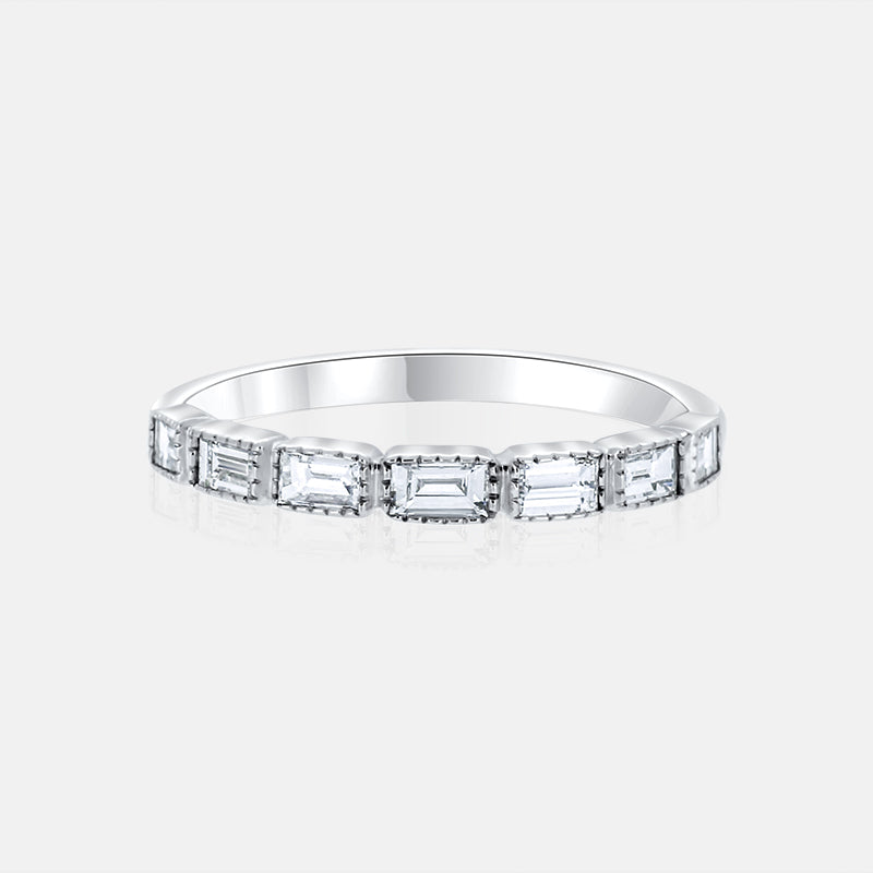 Vintage Inspired Diamond Wedding Band with .45 Carat of Baguette Diamo ...