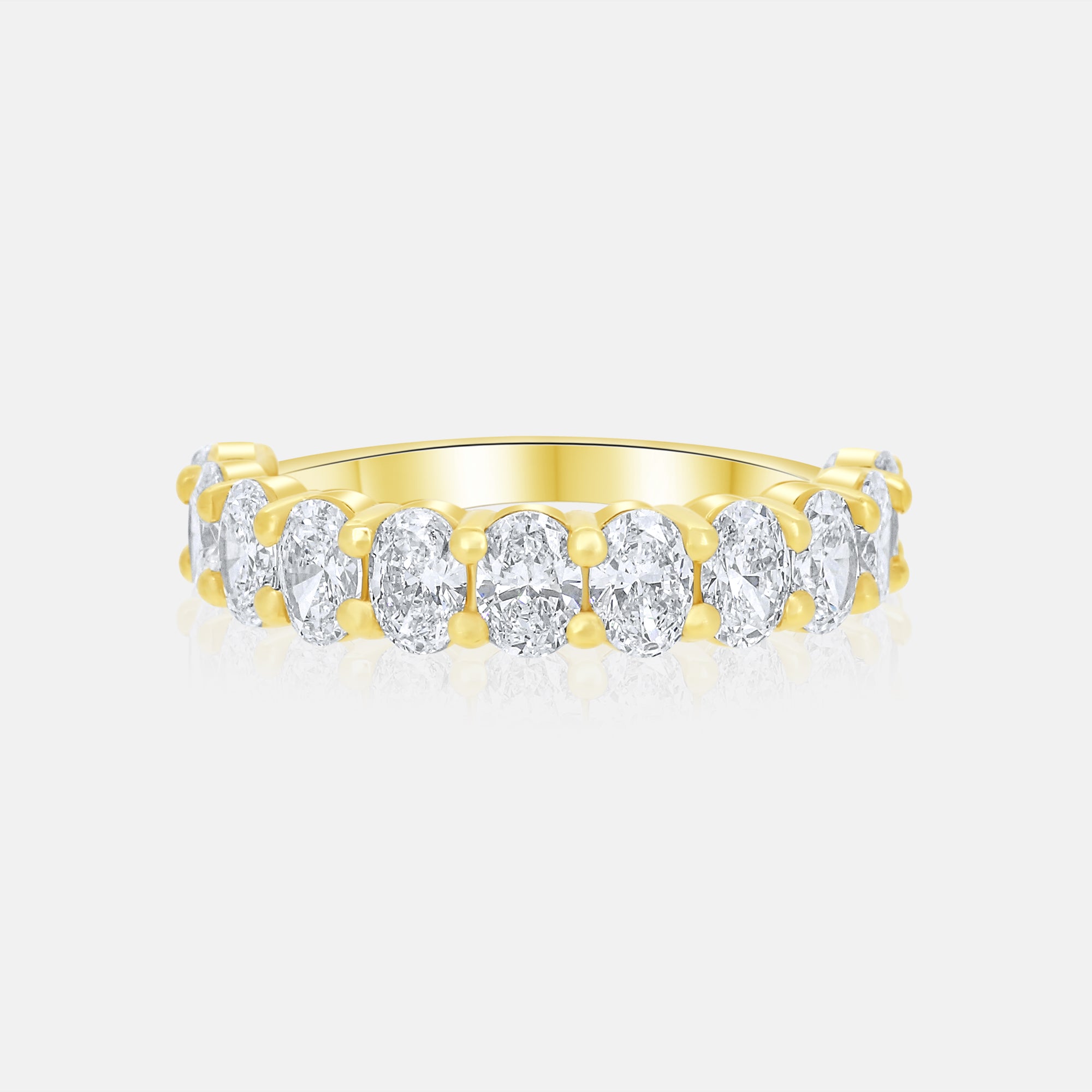 Half Way Oval Diamond Eternity Ring in 14 Karat Yellow Gold with 1.78 ...